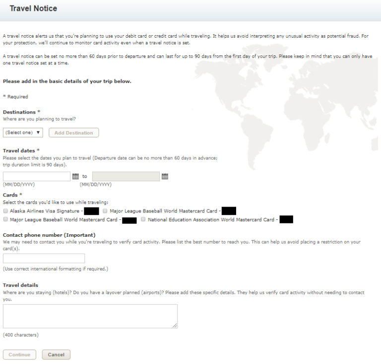 How to Complete a Bank of America Travel Notice Online - The Travel Sisters