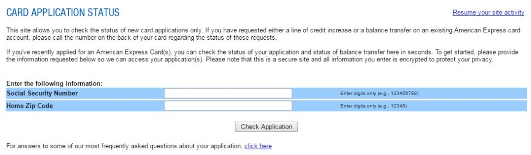 Check Amex Card Application Status + Reconsideration Line